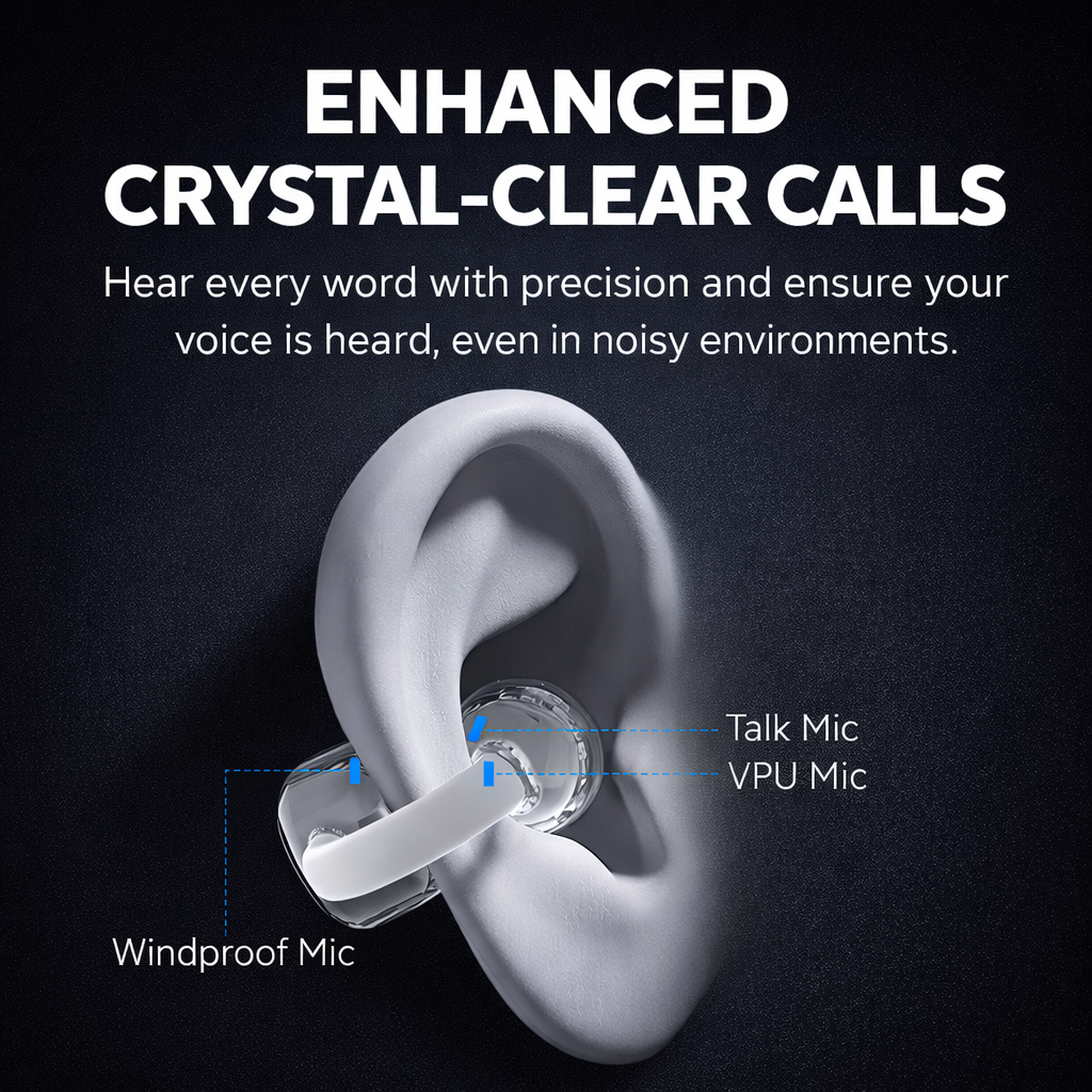 Bluetooth 6.0 Ear Huggers with Screen & IPX5 Armor – Shadow Katana